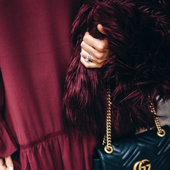 Jackets & Coats | Wqrm Wine Red Shaggy Women Faux Fur Jacket Blazer ...